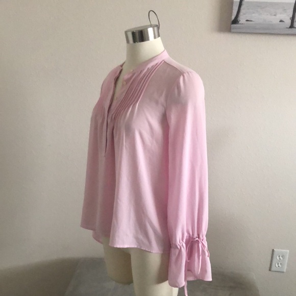 J. Crew | Tops | J Crew Pink Pin Tuck Buttonup Chiffon Blouse Top Shown ...
